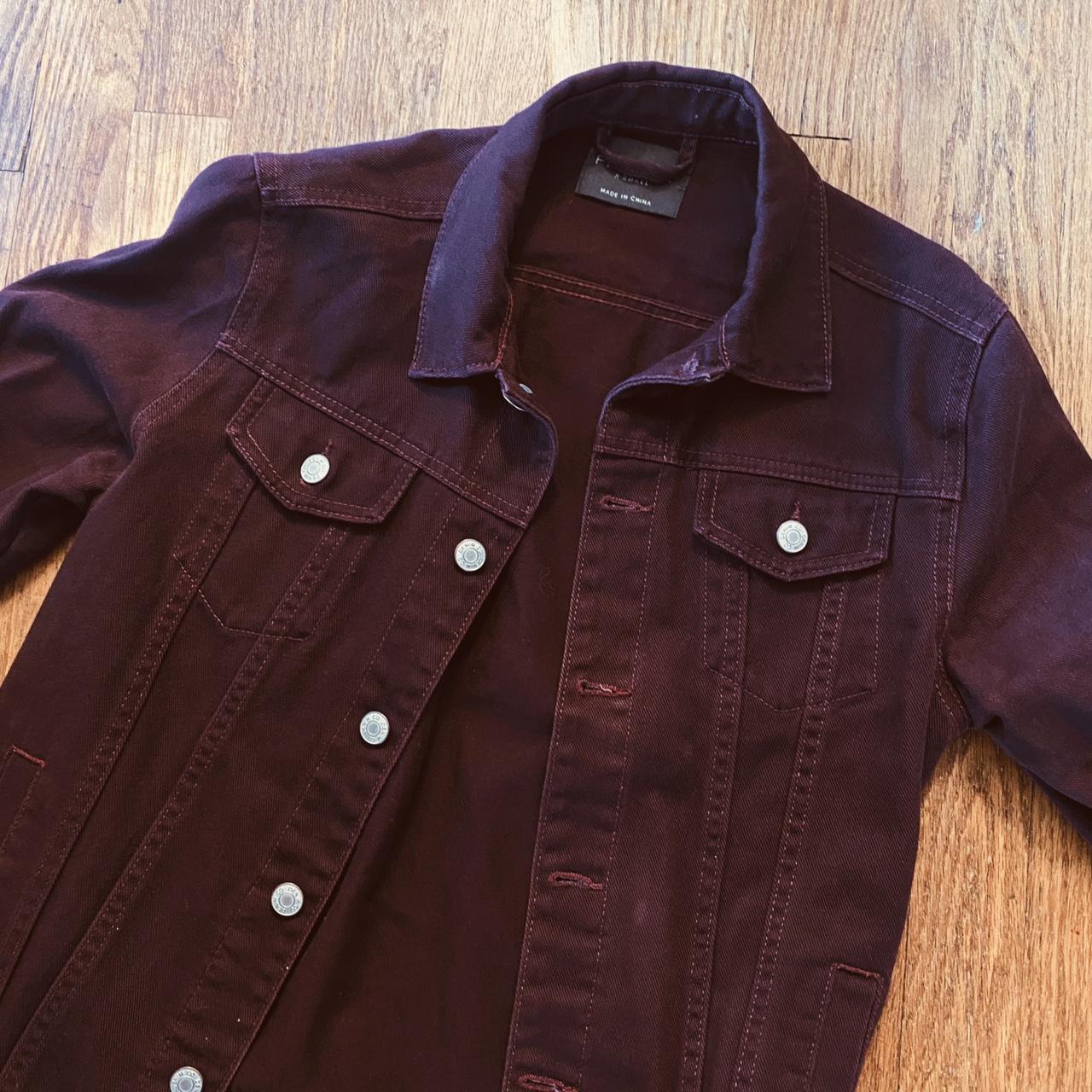 burgundy denim jacket!!! - Depop
