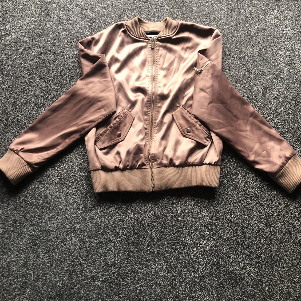 House of CB Rose Gold Zip Up Satin Jacket With Gold... - Depop