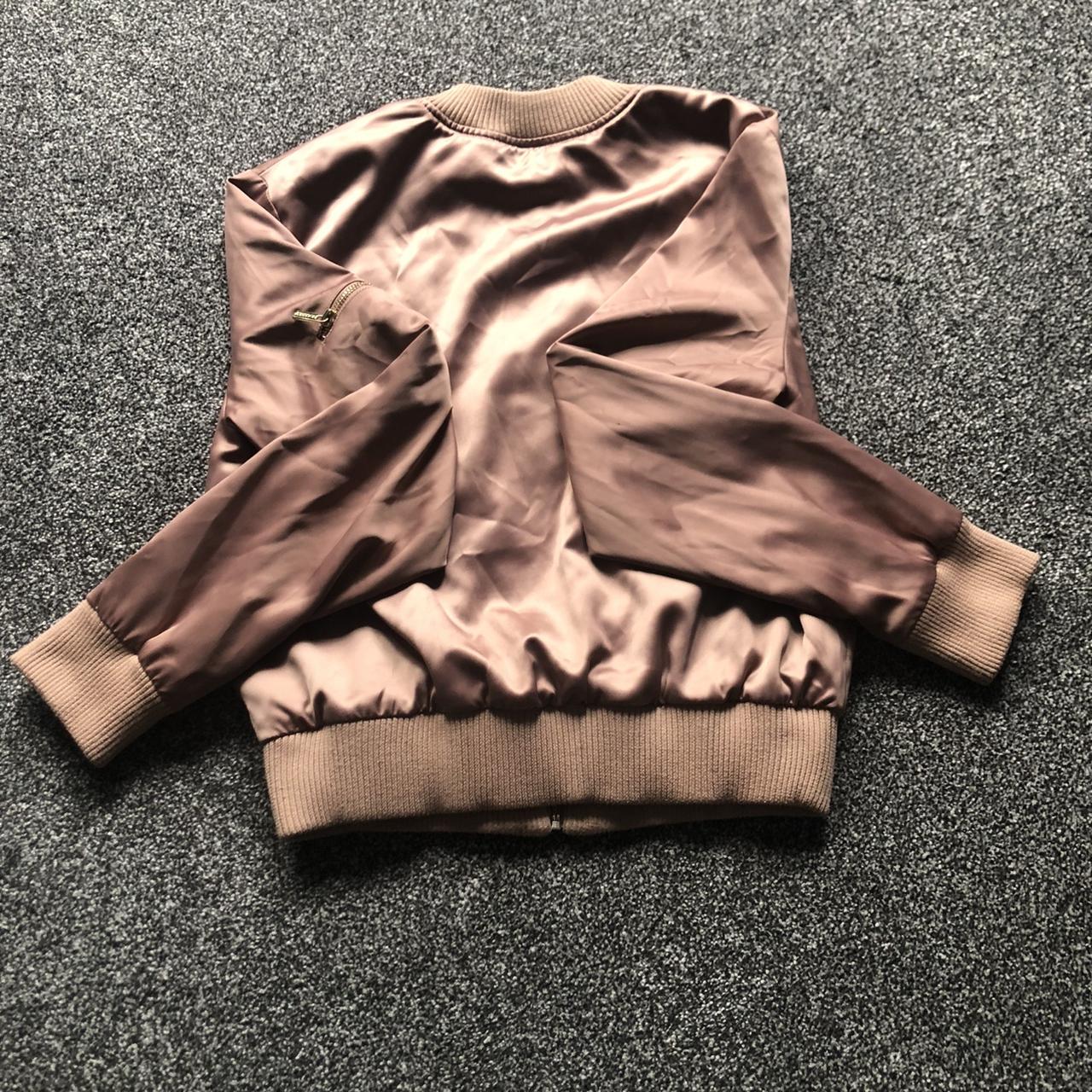 House of CB Rose Gold Zip Up Satin Jacket With Gold... - Depop