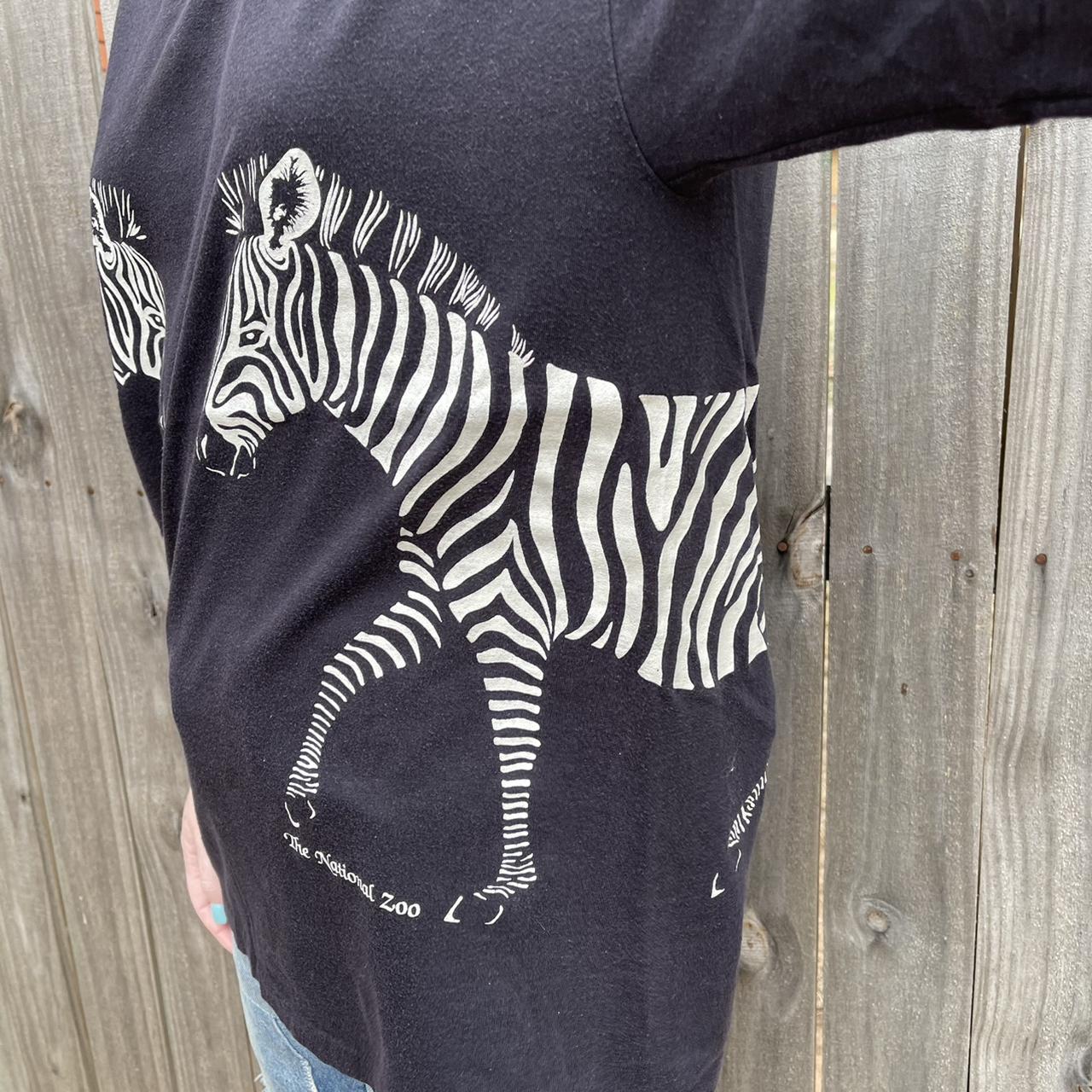 Vintage 90s The National Zoo Zebra Wraparound Tee... - Depop