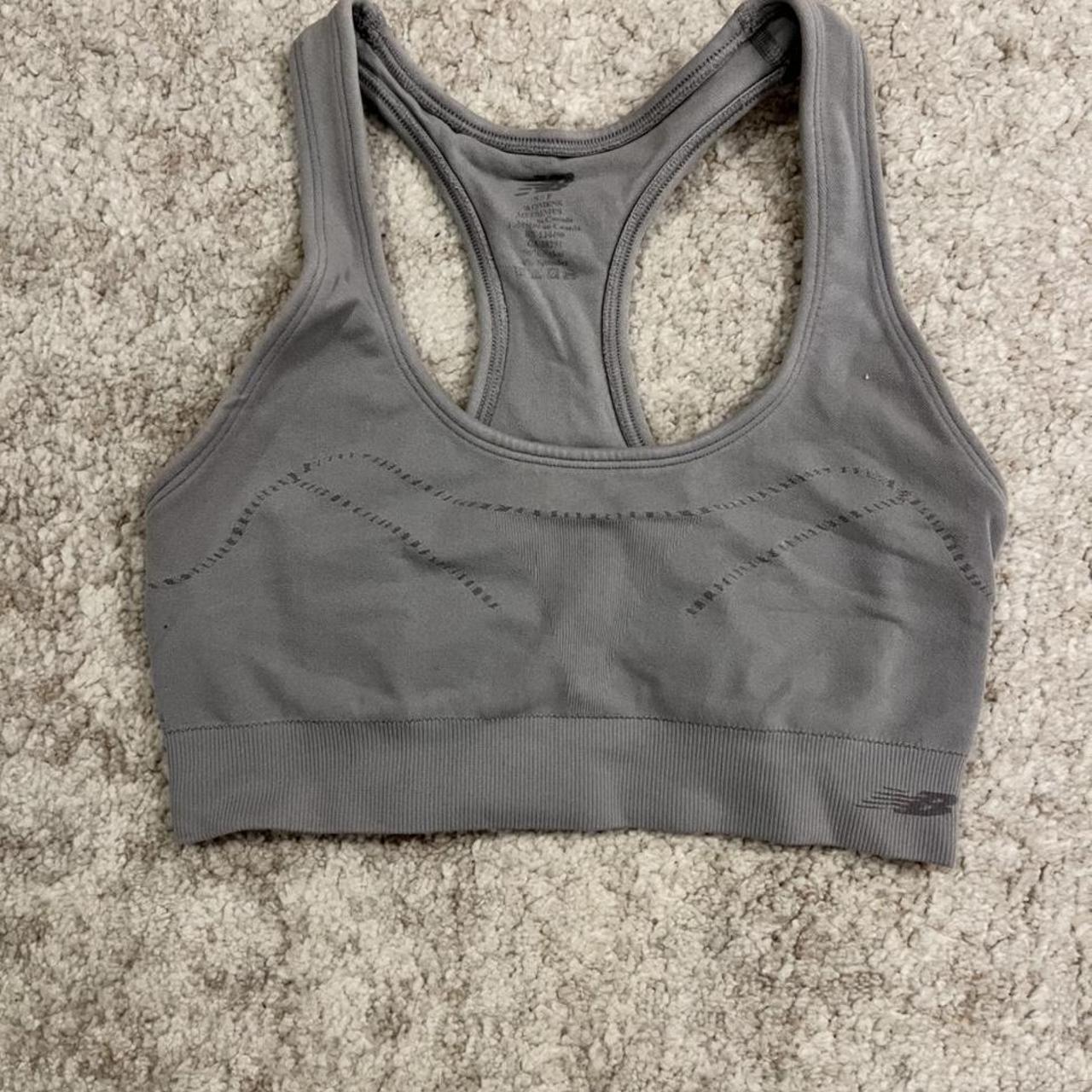 new balance grey sports bra. size sm. fits like xs - Depop