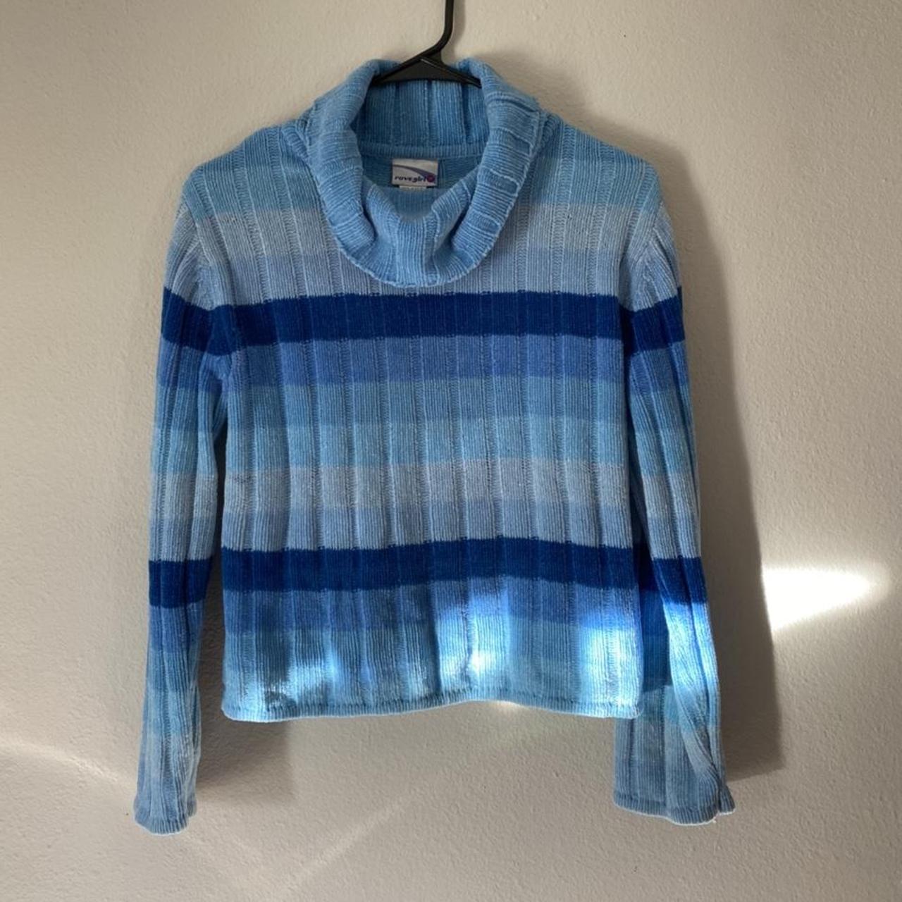 UNIF Women's Blue and Navy Jumper | Depop