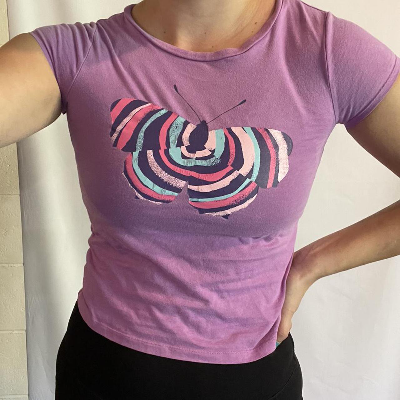 PURPLE butterfly top. Super tight fit but so dang... - Depop