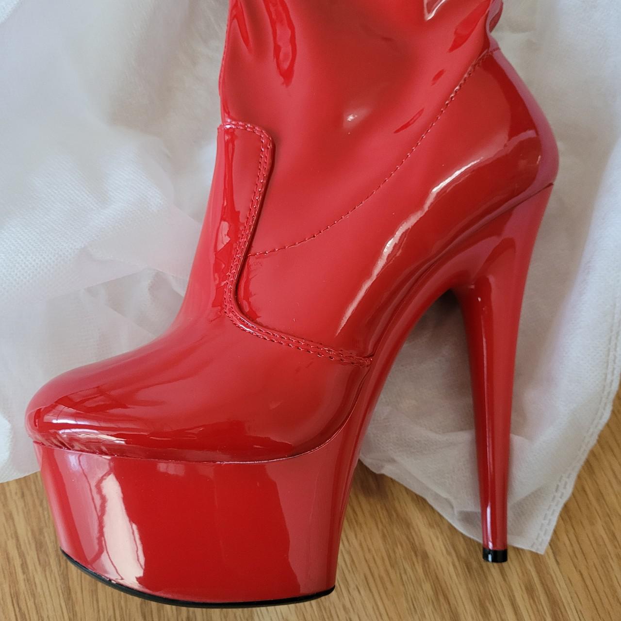 Long red patent boots. Brand new from sexyca .... - Depop
