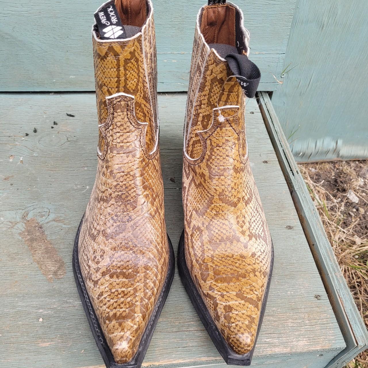 New rock cowboy boots snake print real leather .... - Depop
