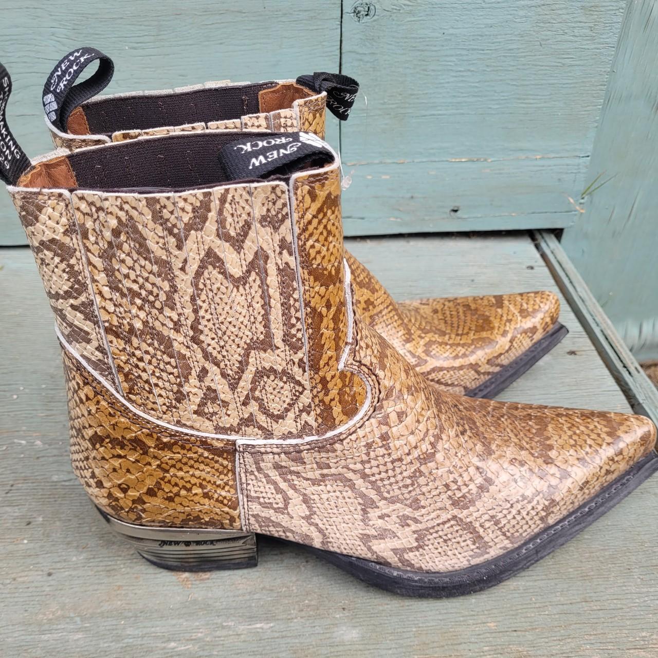 New rock cowboy boots snake print real leather .... - Depop