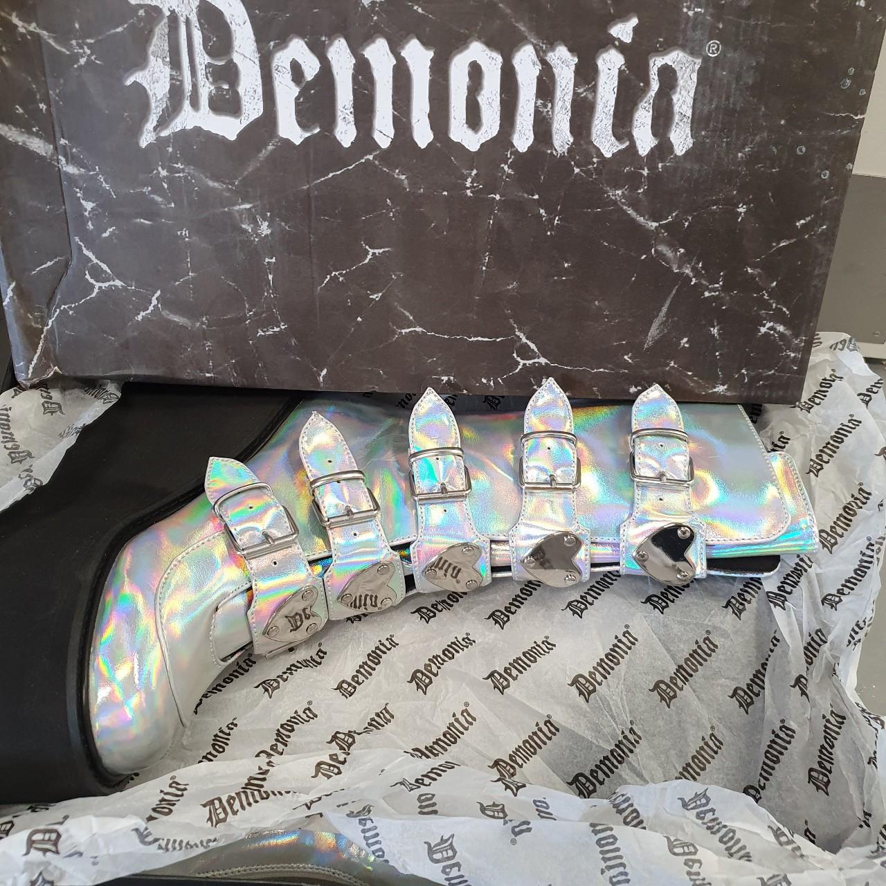 Demonia silver hologram brand new with original box... - Depop