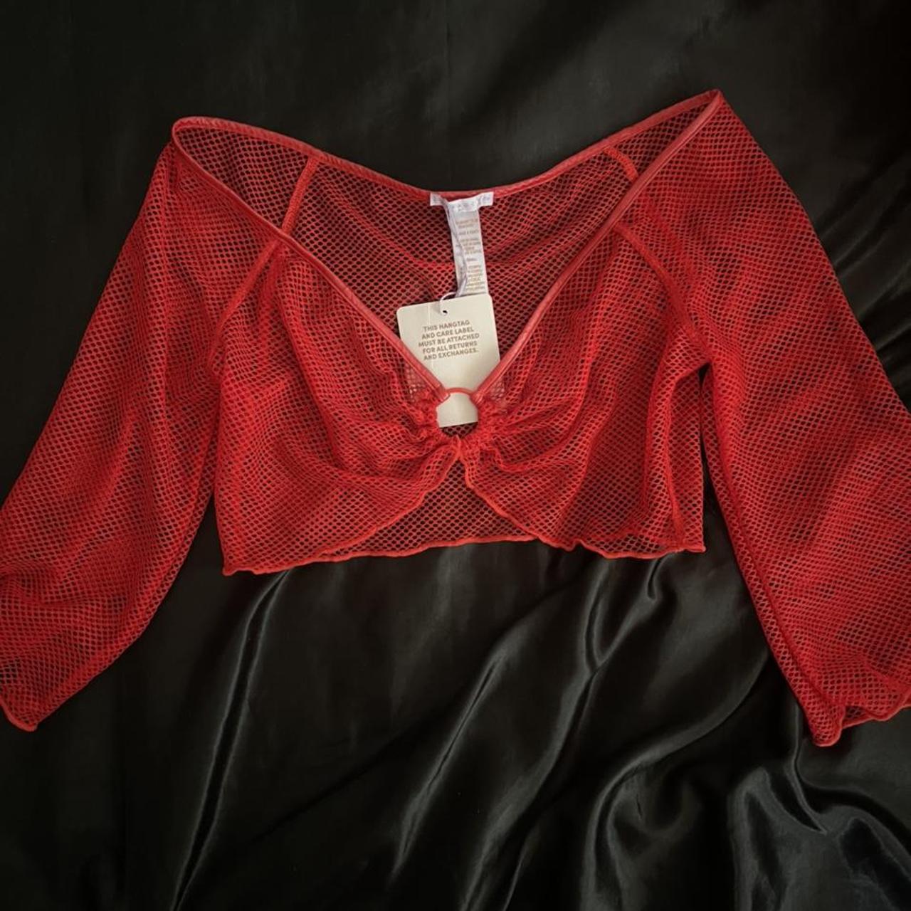 red savage fenty top bell half sleeves fishnet - Depop