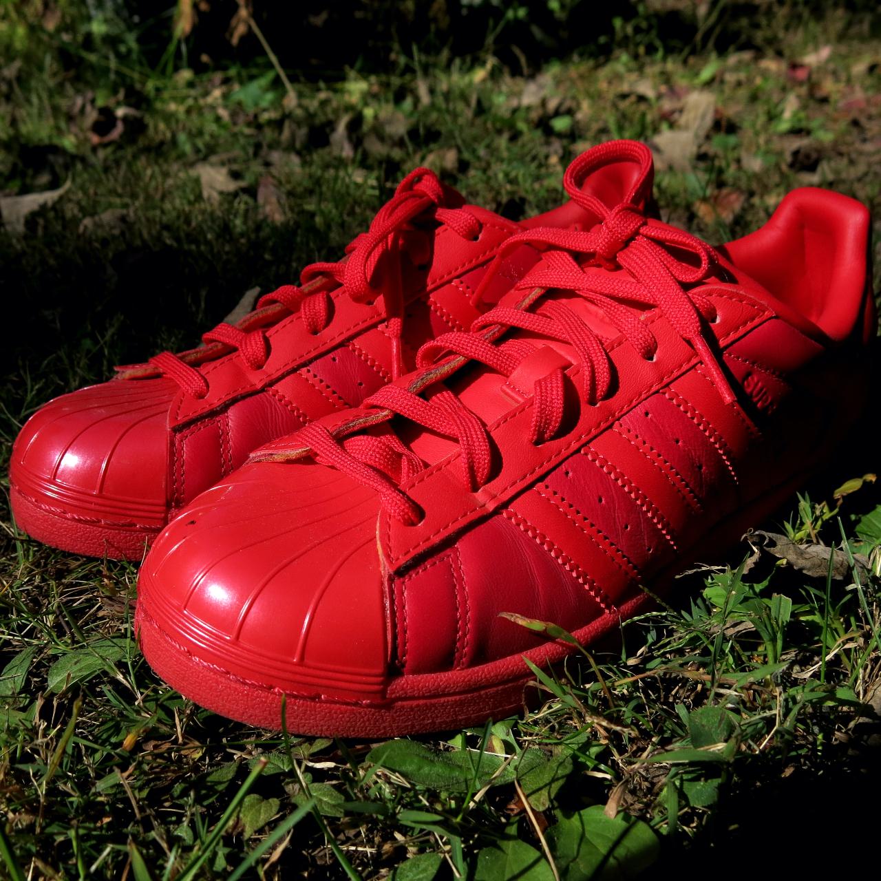 Red Adidas Superstars These shoes have never been... - Depop