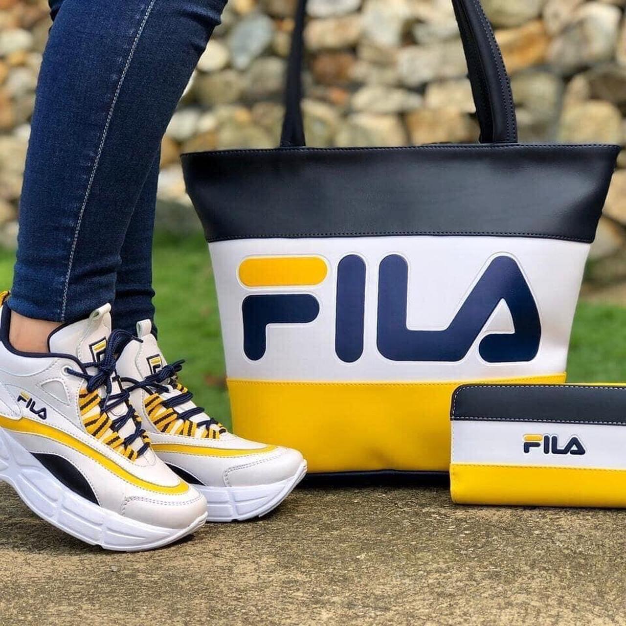 3pc fila set , comes with bag, shoes, & purse Sizes... - Depop