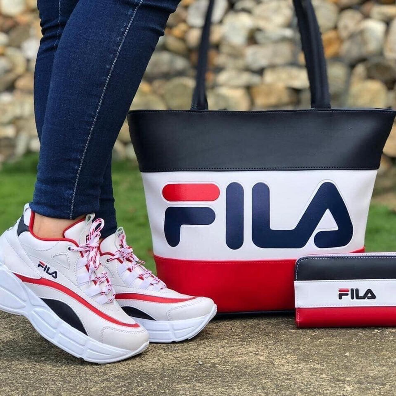 3pc fila set , comes with bag, shoes, & purse Sizes... - Depop