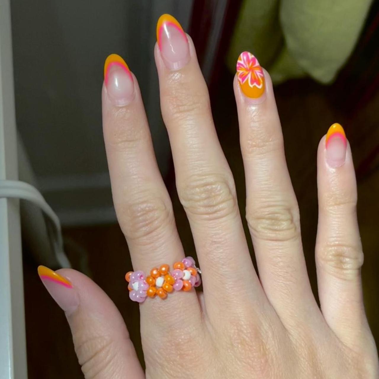 pink & orange flower ring :) -💌message me your size... - Depop