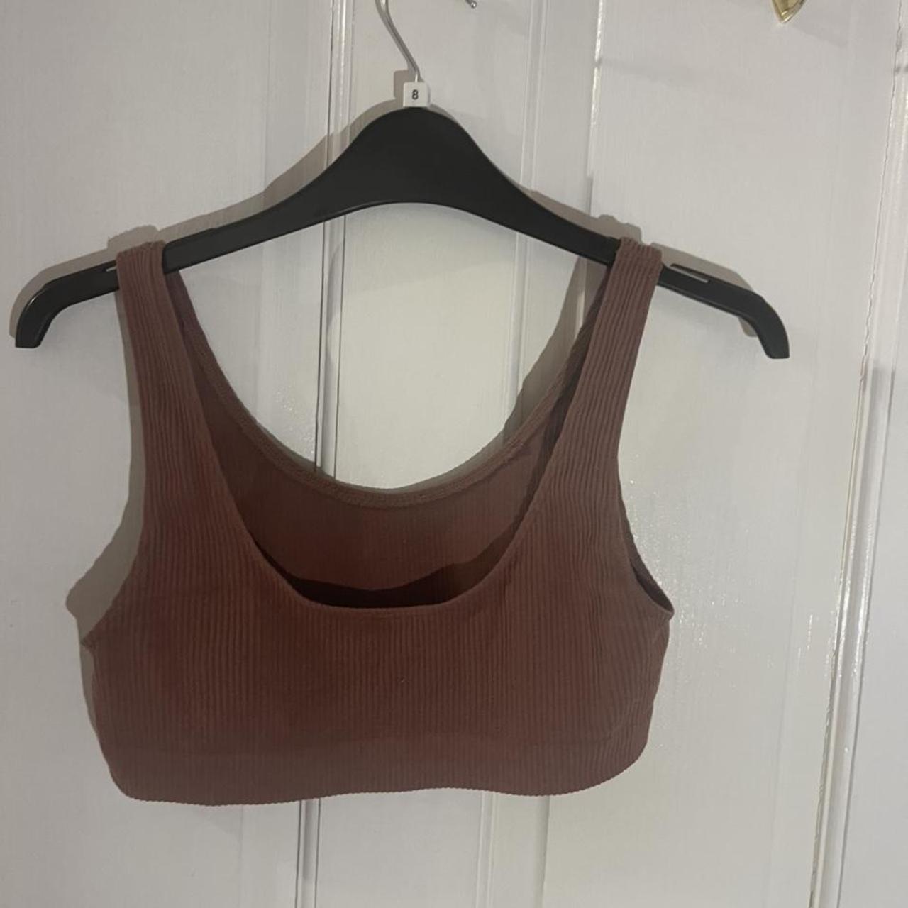 Ribbed crop top / bra top from Topshop in dark... - Depop