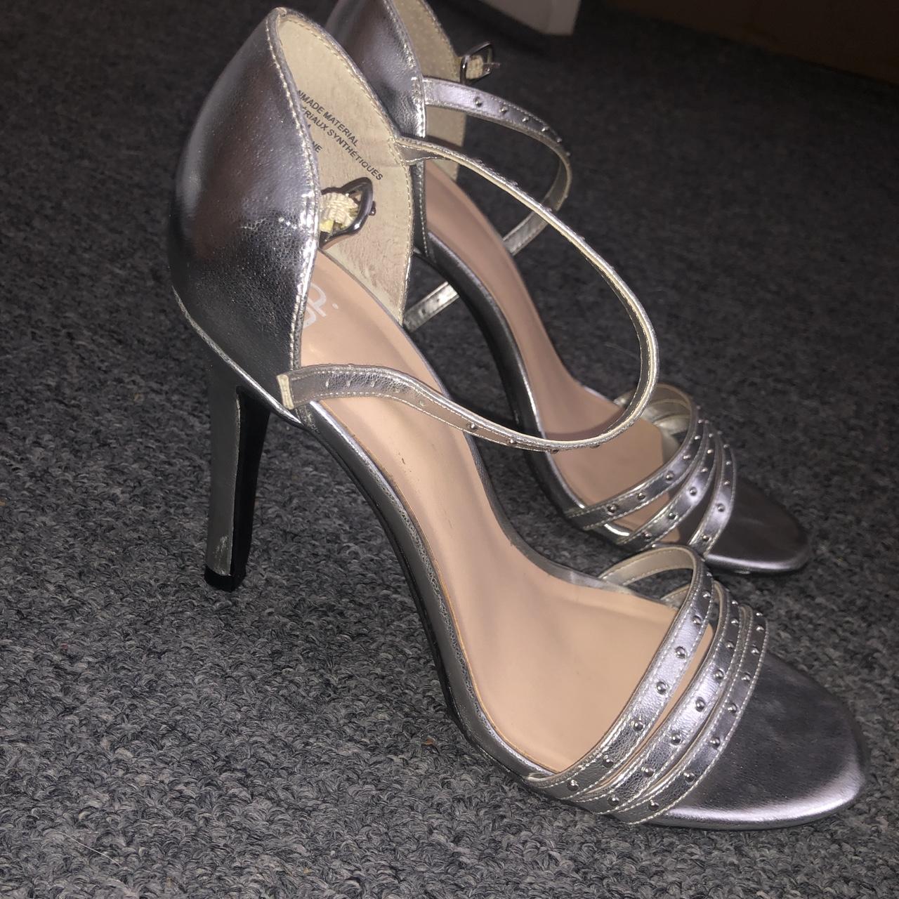 BP. Silver faux leather heels. True to size! Worn... - Depop