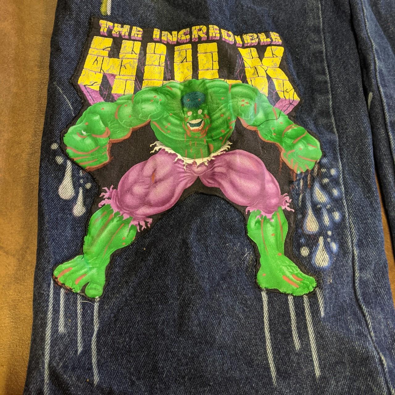 Custom Worked Wolverine Vs. Hulk Fabric Marker Jeans... - Depop