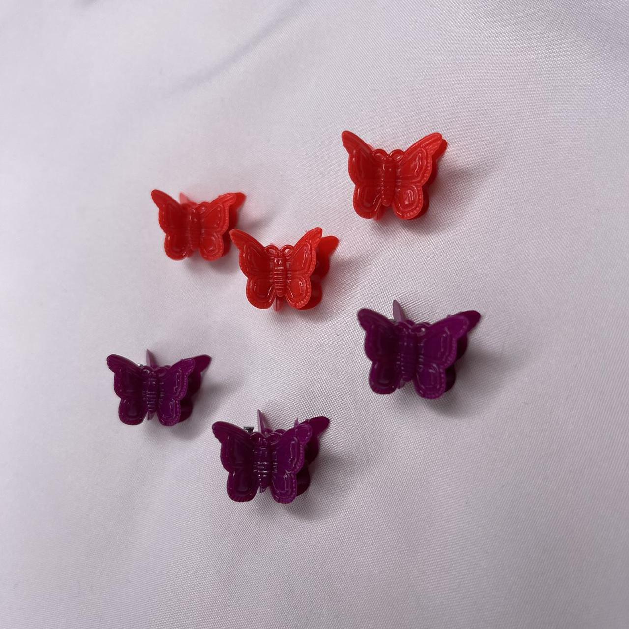 red & purple butterfly hair clips 💜 🦋 brand new 6... - Depop