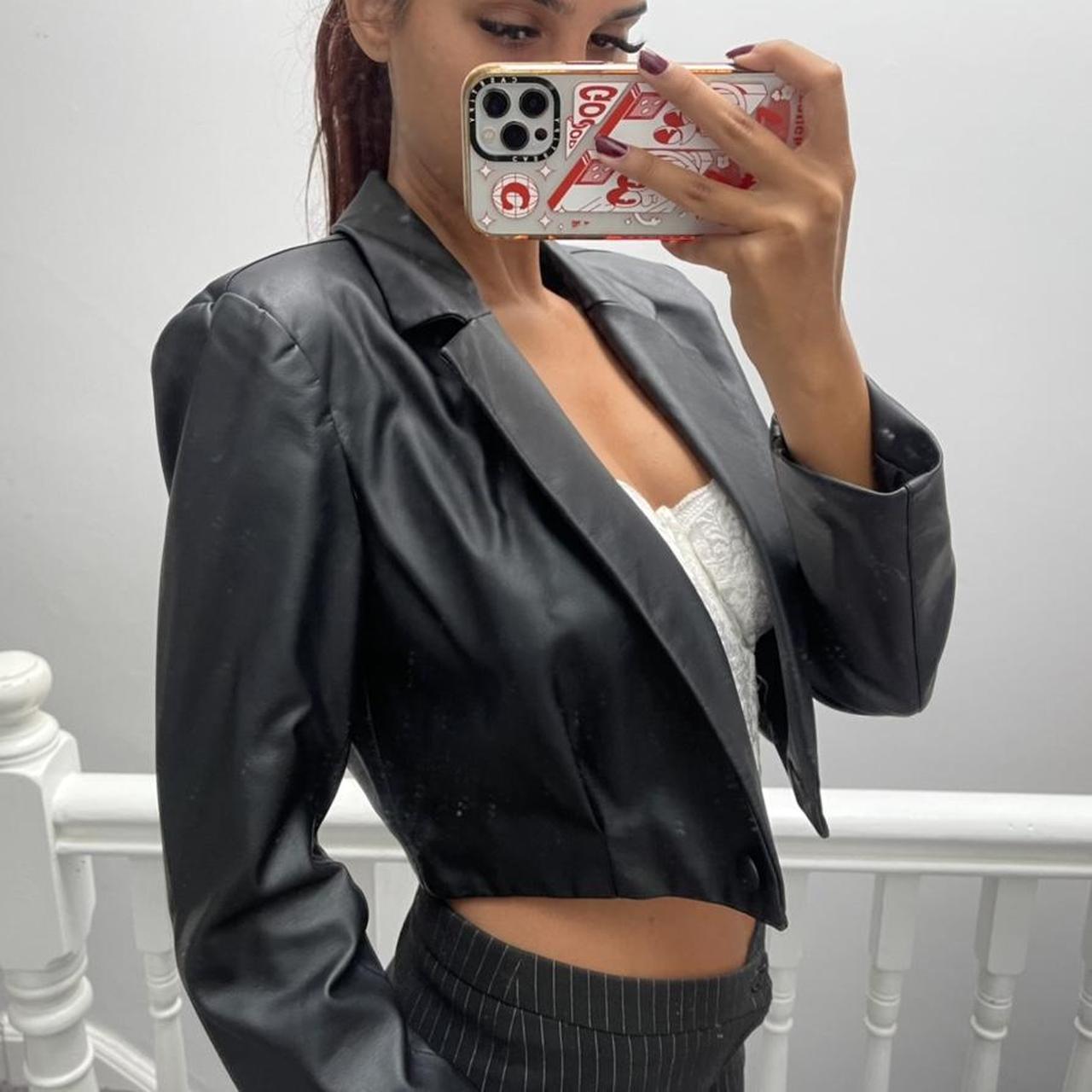 Glassons cropped faux leather jacket Size... - Depop