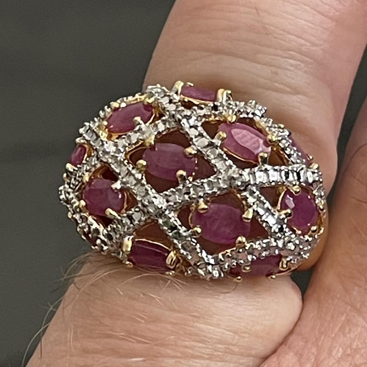 Sterling silver Ruby dome ring. This oval faceted... - Depop