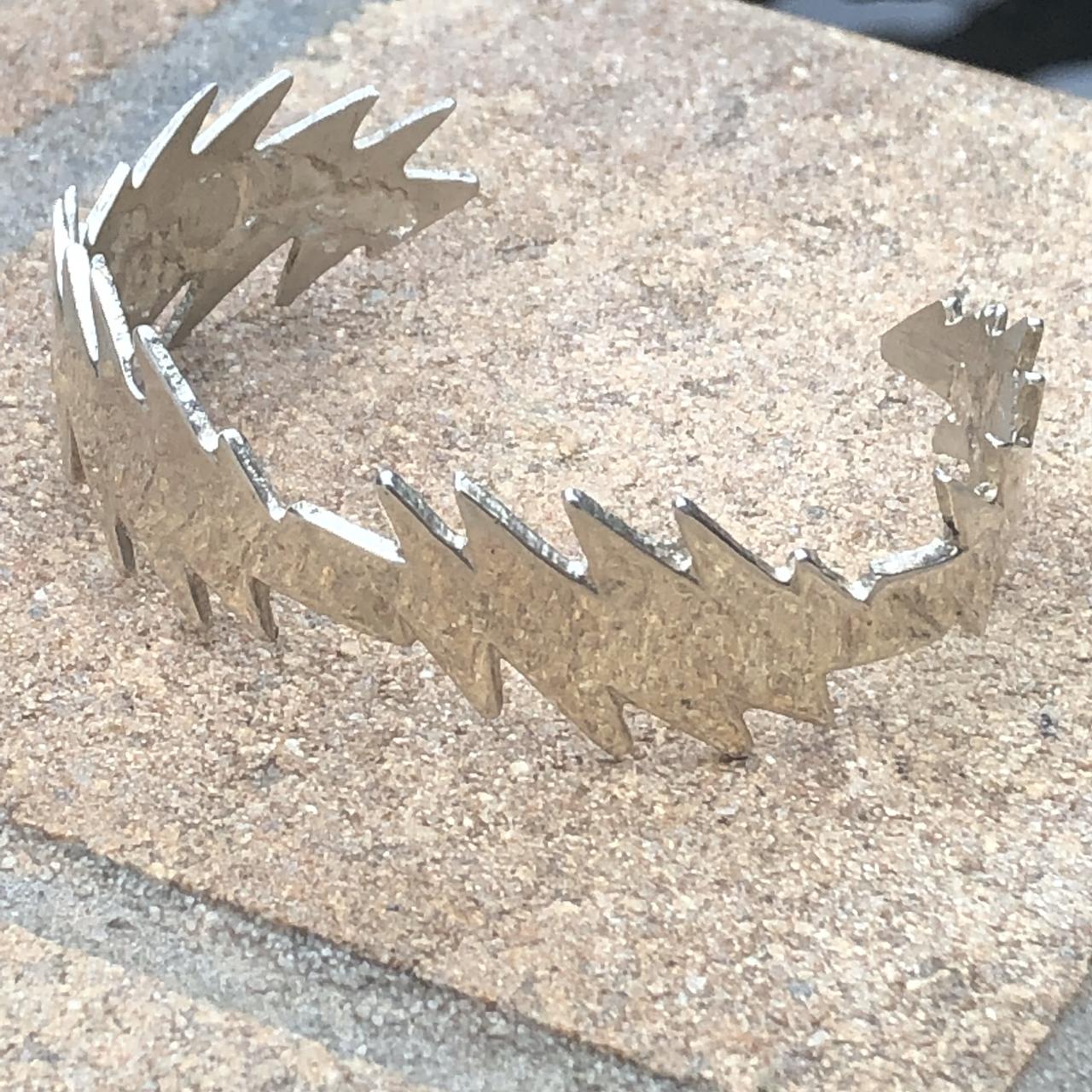 Sterling Silver Grateful Dead 13 point Bolt Cuff... - Depop