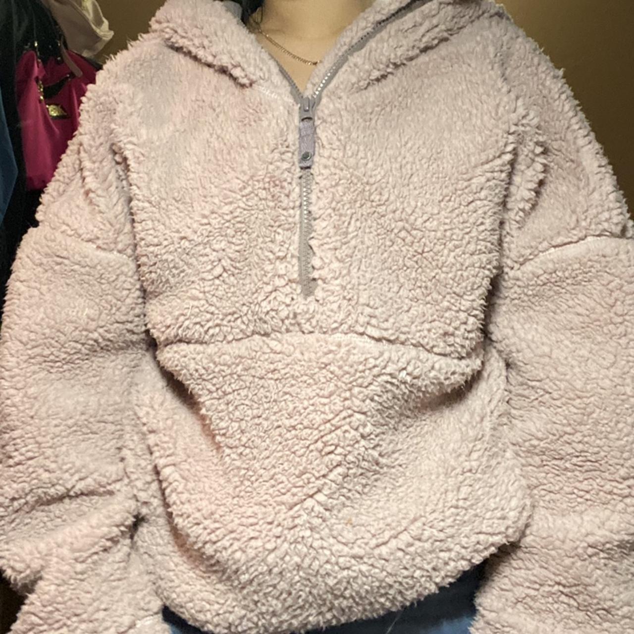 Super soft fluffy sweater with a hood and pockets... - Depop