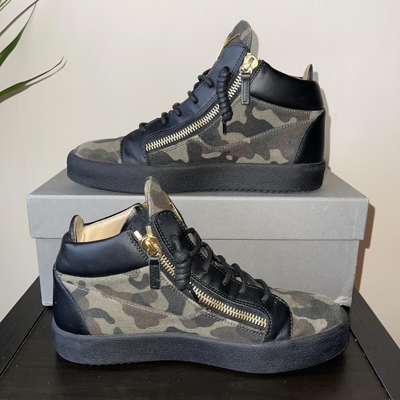 Giuseppe Zanotti Men's Black and Khaki Trainers | Depop