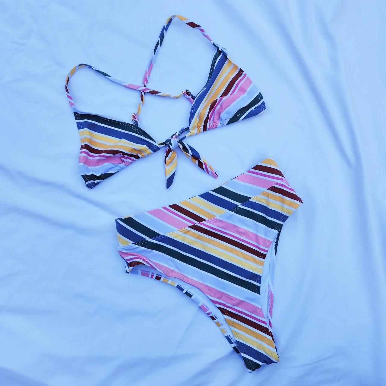 Candy stripe Bikini Set Perfect condition, never... - Depop