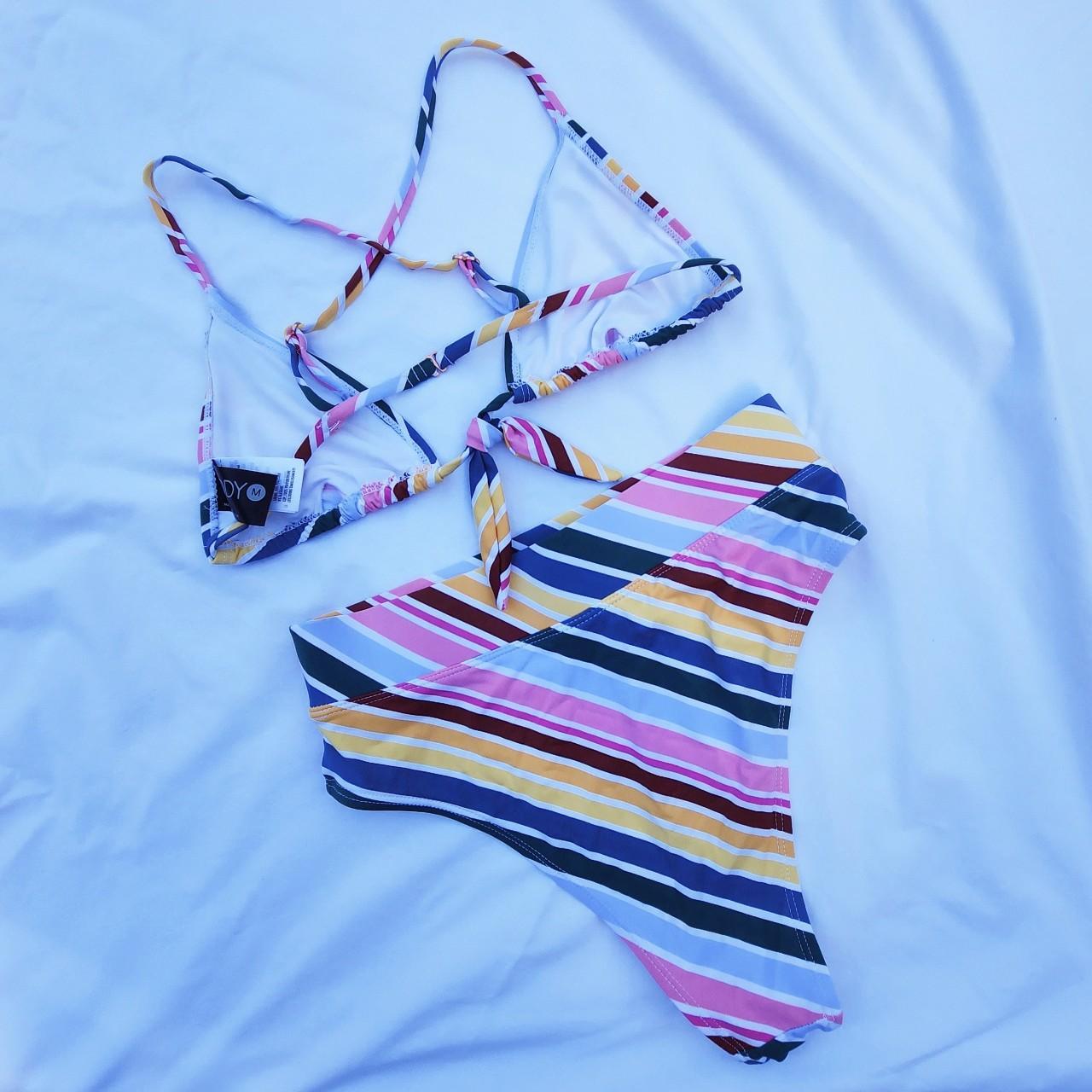 Candy stripe Bikini Set Perfect condition, never... - Depop