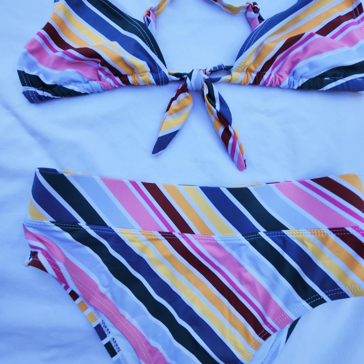 Candy stripe Bikini Set Perfect condition, never... - Depop
