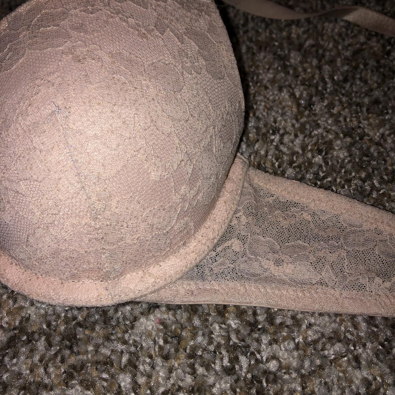 Light pink lace bra with little bow in middle, sheer... - Depop