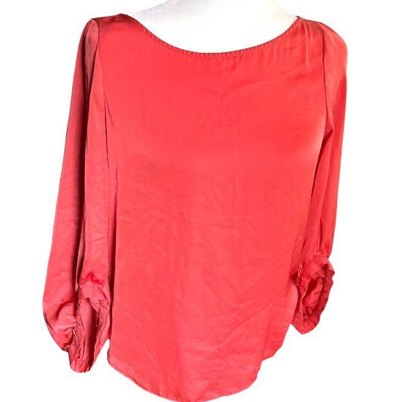 Orange pink coral color Zara blouse with fun sleeves... - Depop
