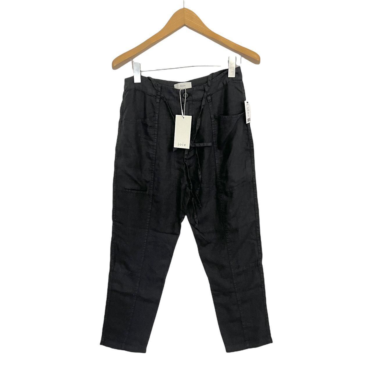 Joie black linen cargo pants size UK 6 Brand New... - Depop
