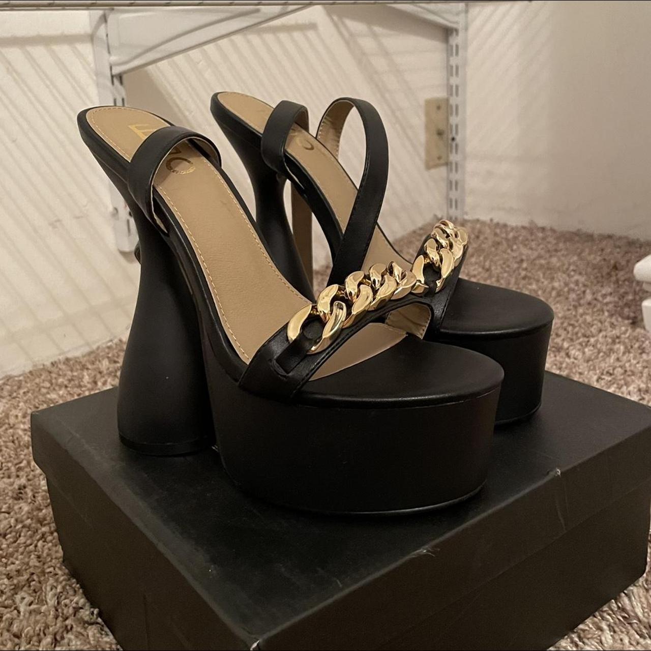 platform heels with gold chain detail 🖤🌟 US size 8... - Depop
