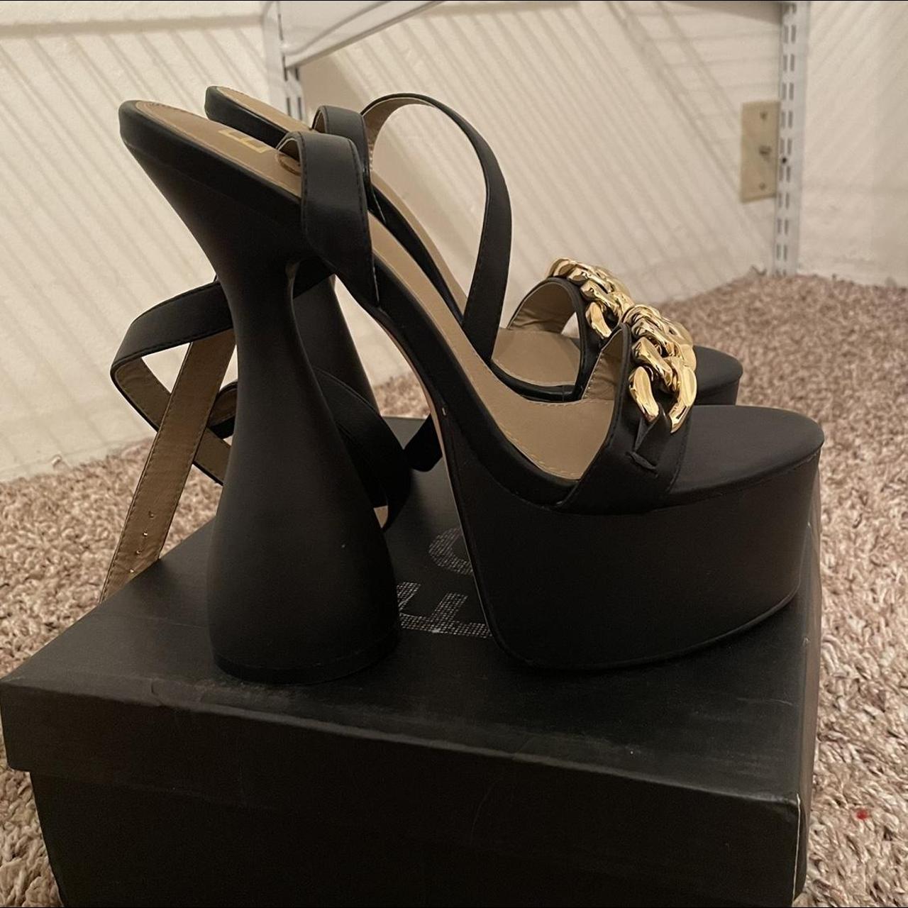 platform heels with gold chain detail 🖤🌟 US size 8... - Depop