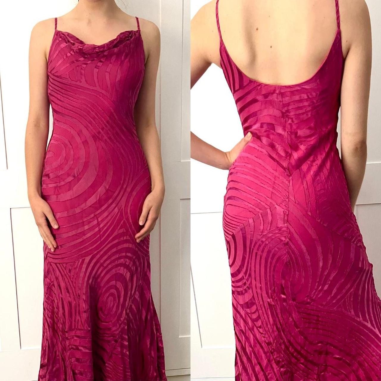 Pretty vintage raspberry pink Monsoon silk Devore... - Depop