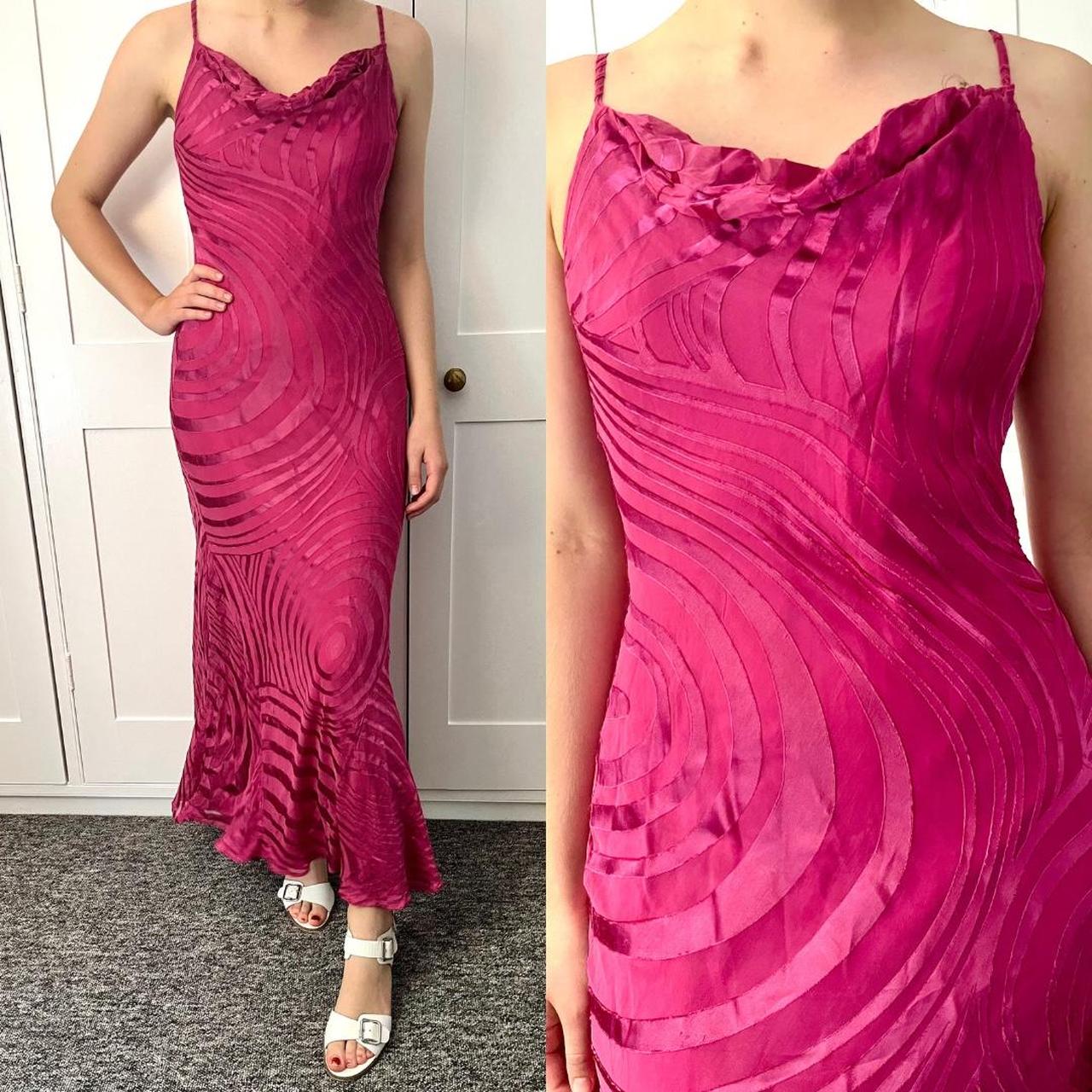 Pretty vintage raspberry pink Monsoon silk Devore... - Depop