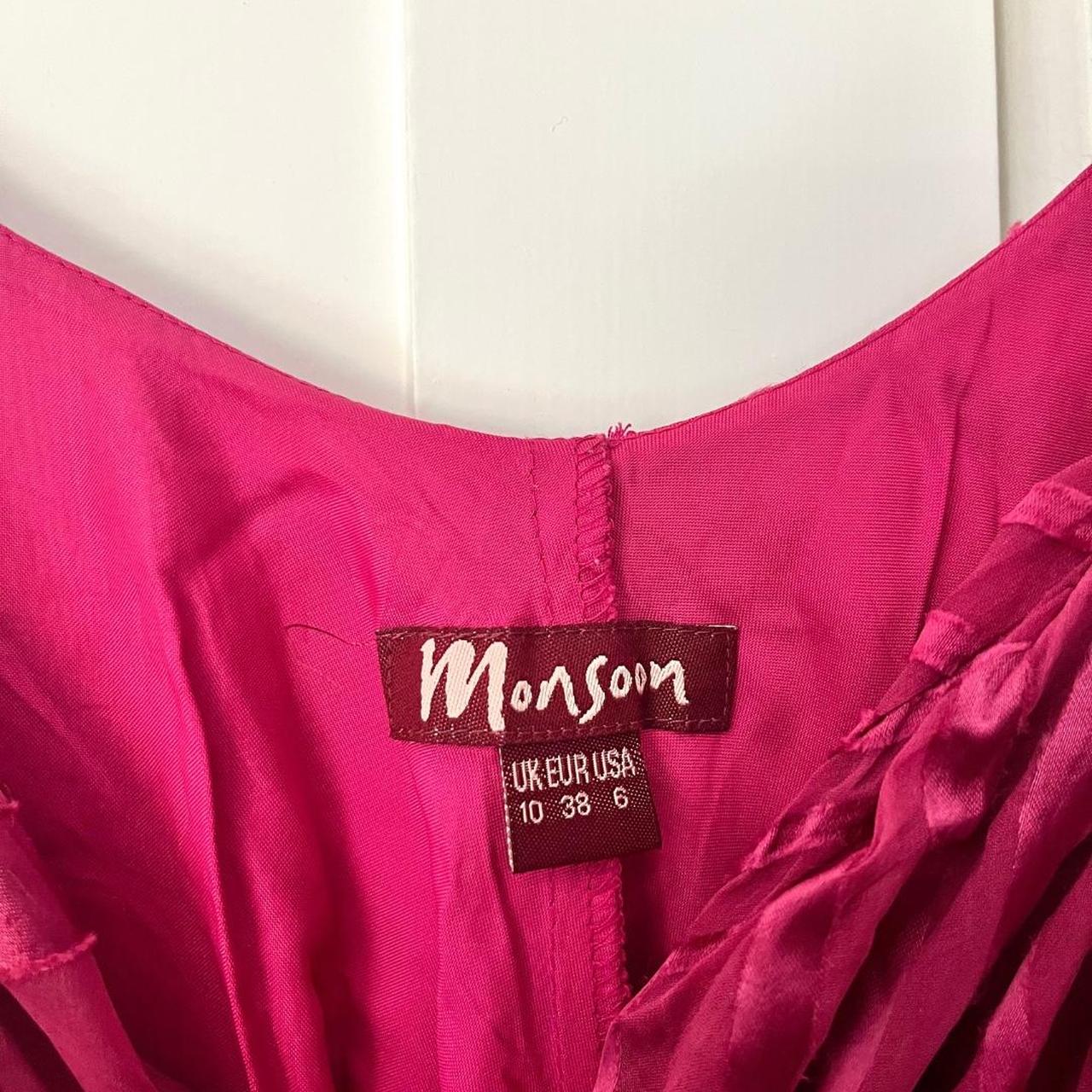 Pretty vintage raspberry pink Monsoon silk Devore... - Depop