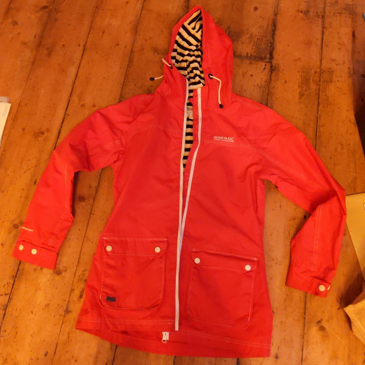 Regatta coral rain jacket. Navy and yellow striped... - Depop