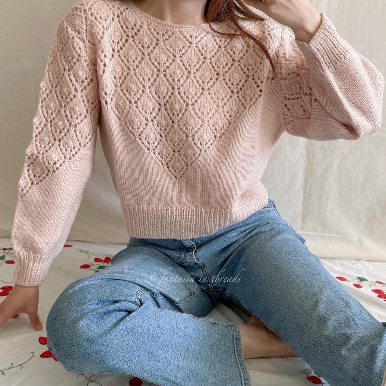 SHABBY KNIT 💕 Vintage pink handmade wool sweater... - Depop