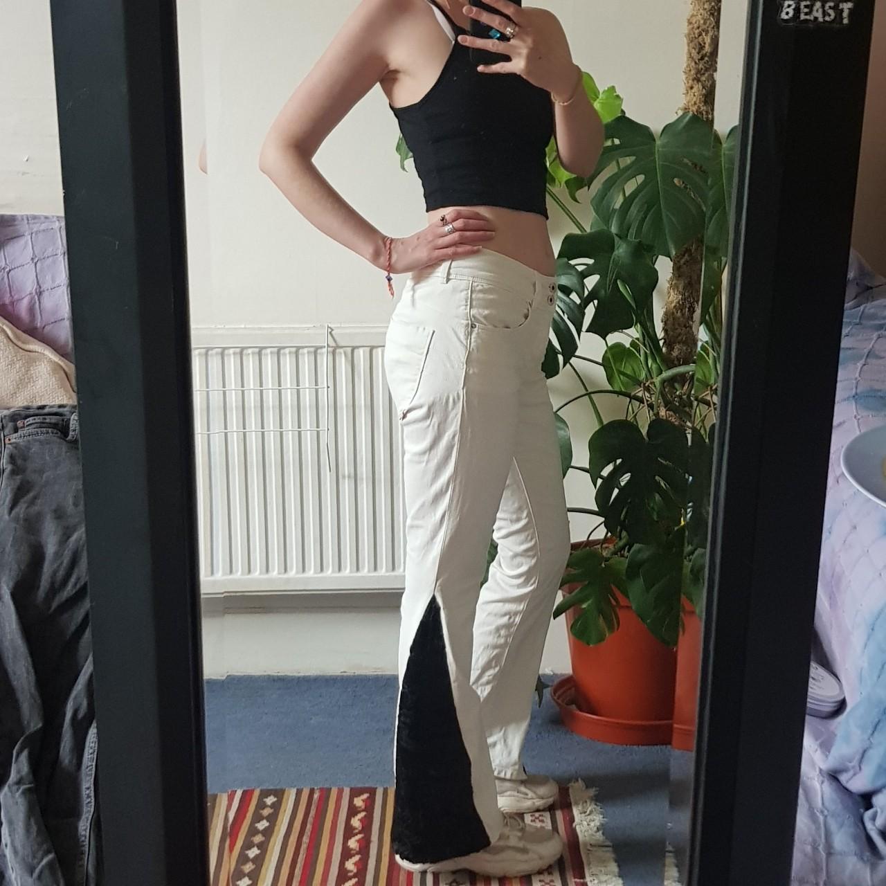 Y2k / 80s 70s glam rock style white and black... - Depop