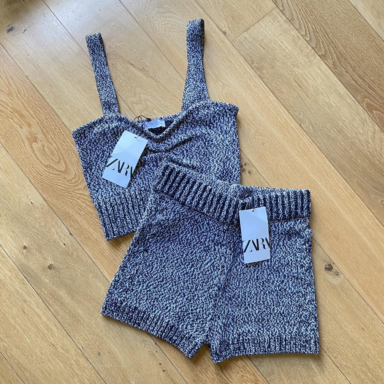 ZARA TWO PIECE KNIT SET Twisted knit shorts +... - Depop