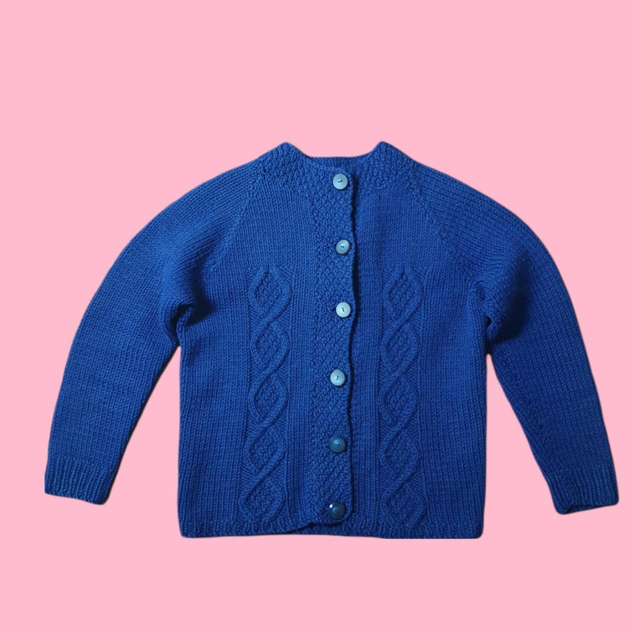 Handmade navy blue chunky knit cardigan ⚜ accurate... - Depop