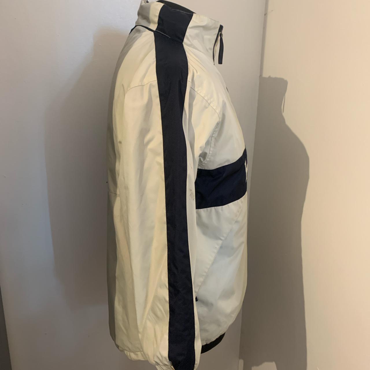 Kickers retro quarter zip jacket cream/navy size S... - Depop