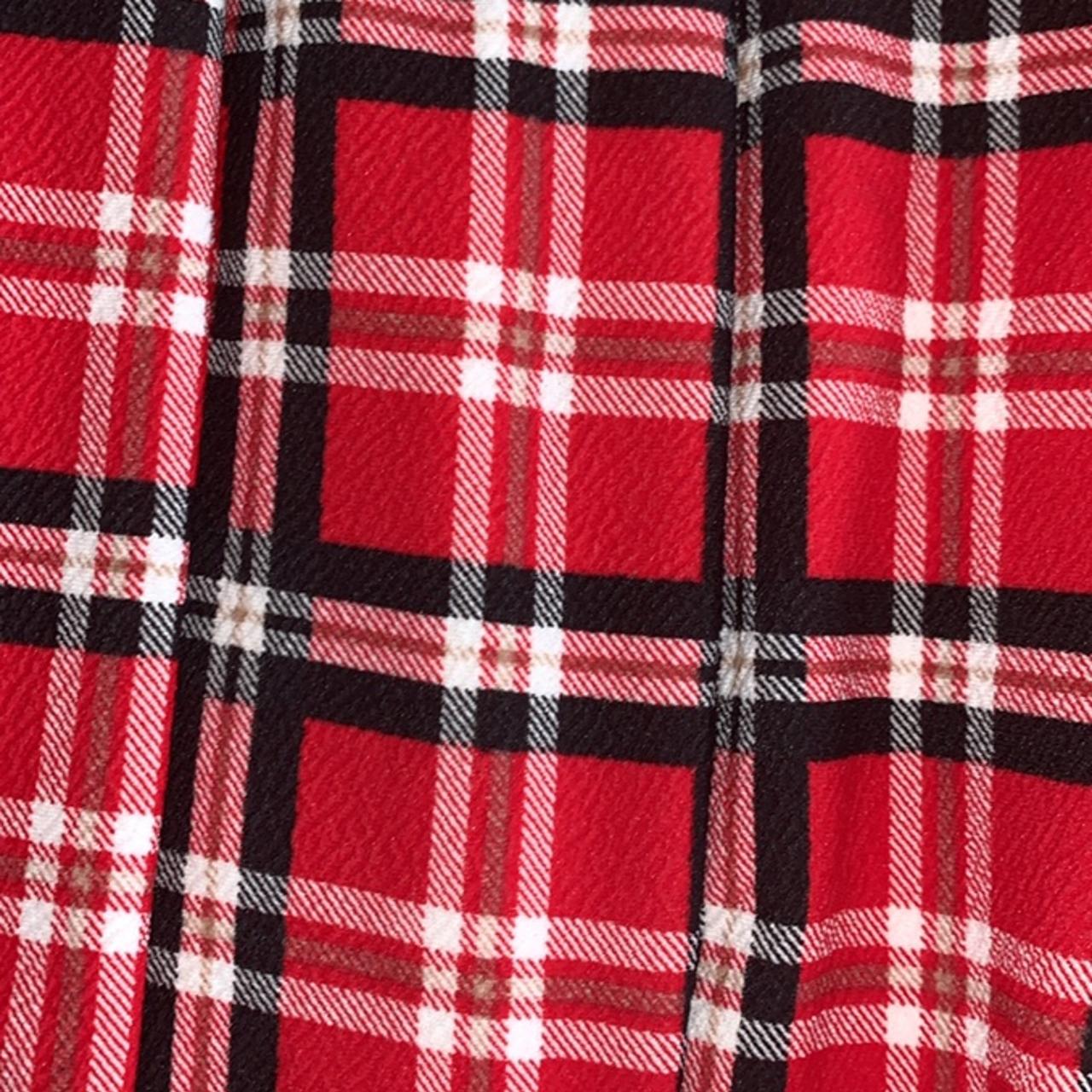 lasula red tartan / plaid pleated mini skirt never... - Depop