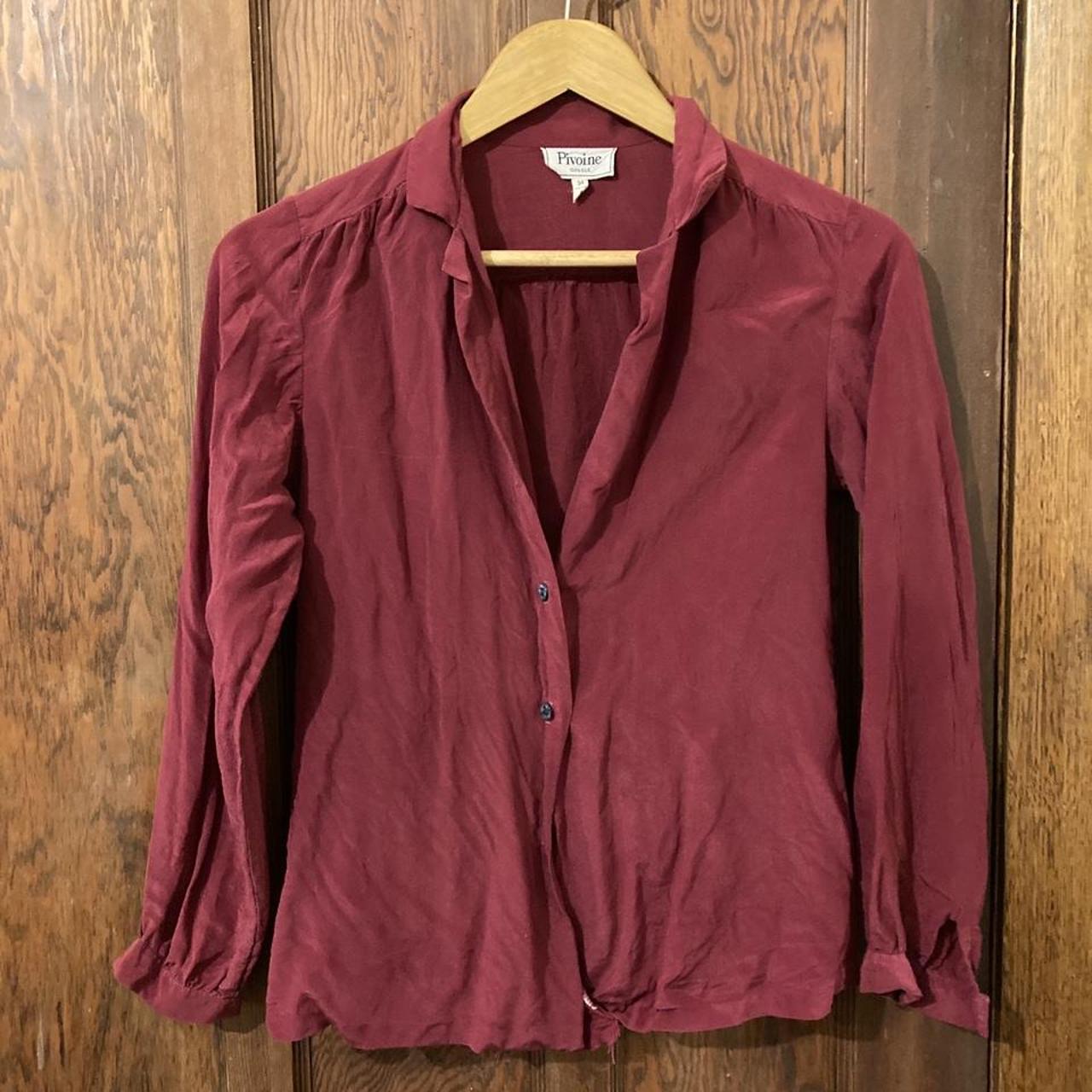 100% vintage Silk shirt. Missing one button... - Depop