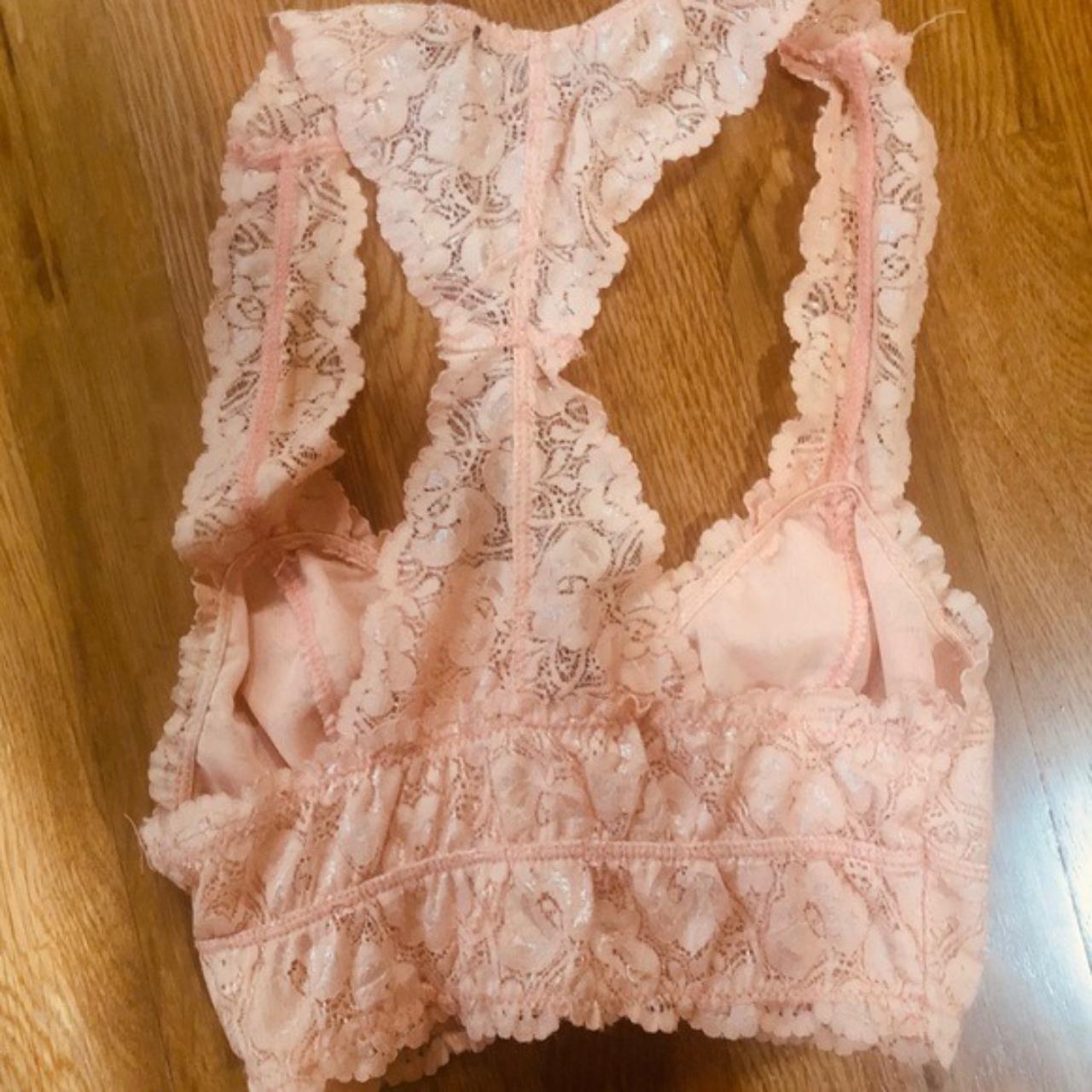 MANGO | Peach Lace Bralette S Bra ♻️Worn/in Good... - Depop