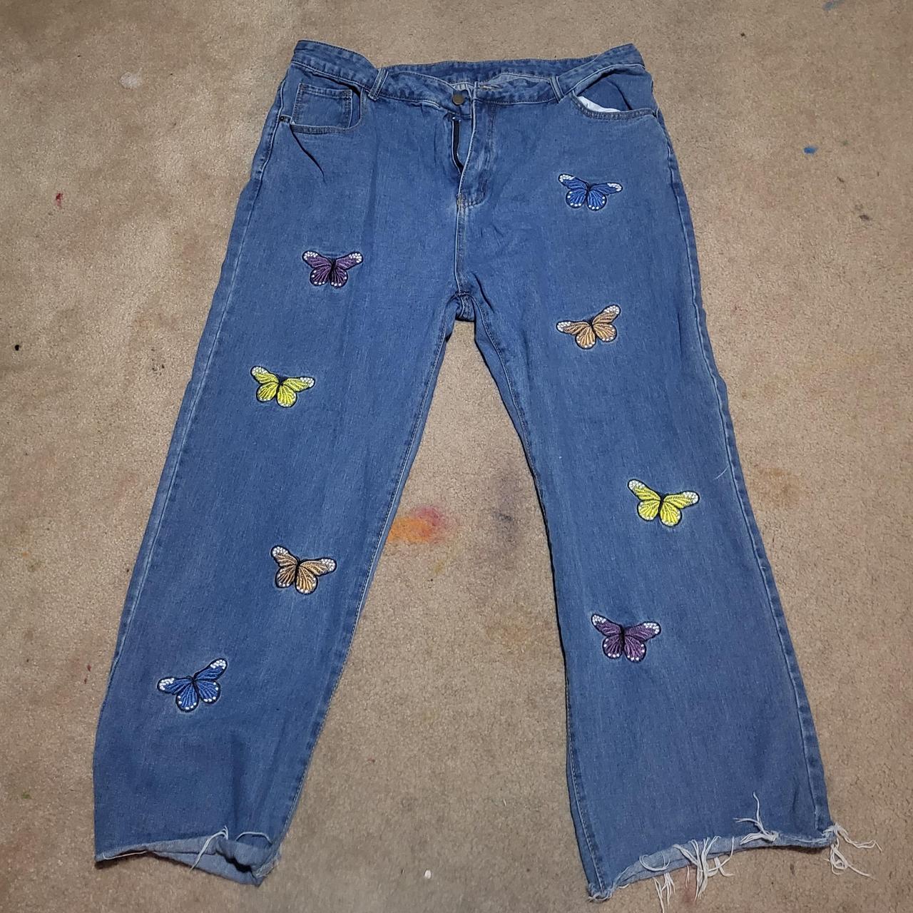 Shein Curve Size 3x Butterfly Jeans Wide Leg High Depop