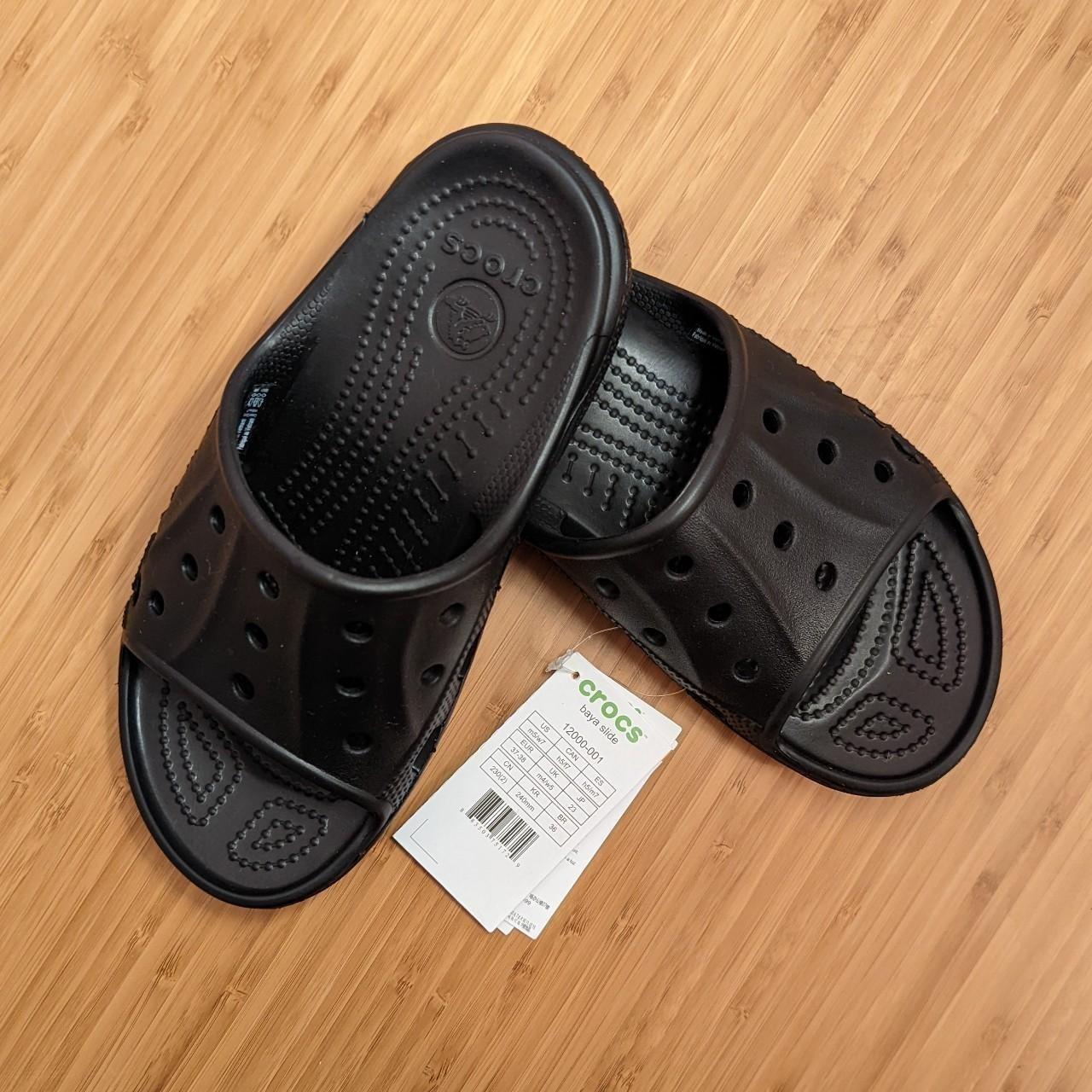 Crocs Women's Black Slides | Depop
