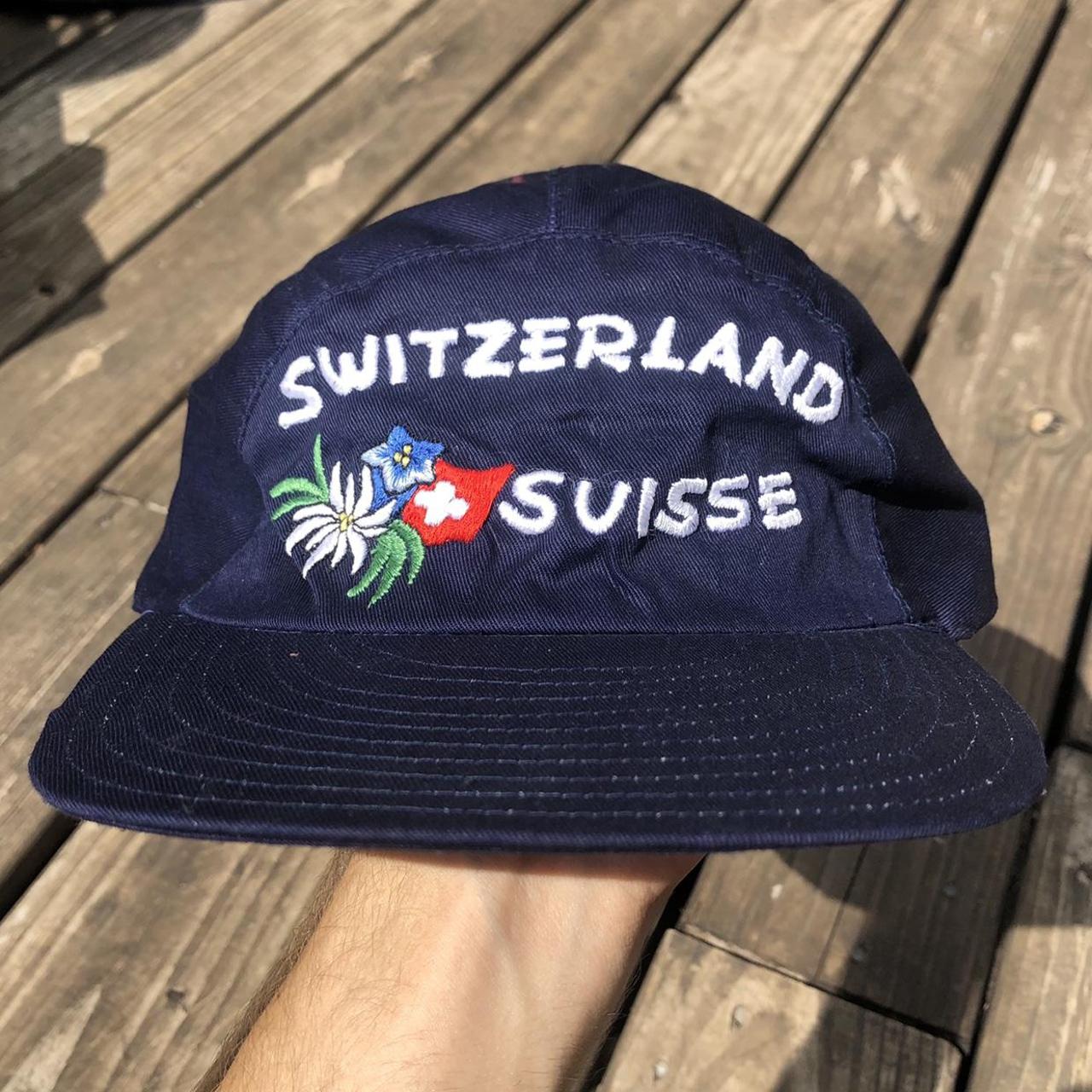 Vintage Switzerland Suisse 5 Panel Hat Embroidered... - Depop