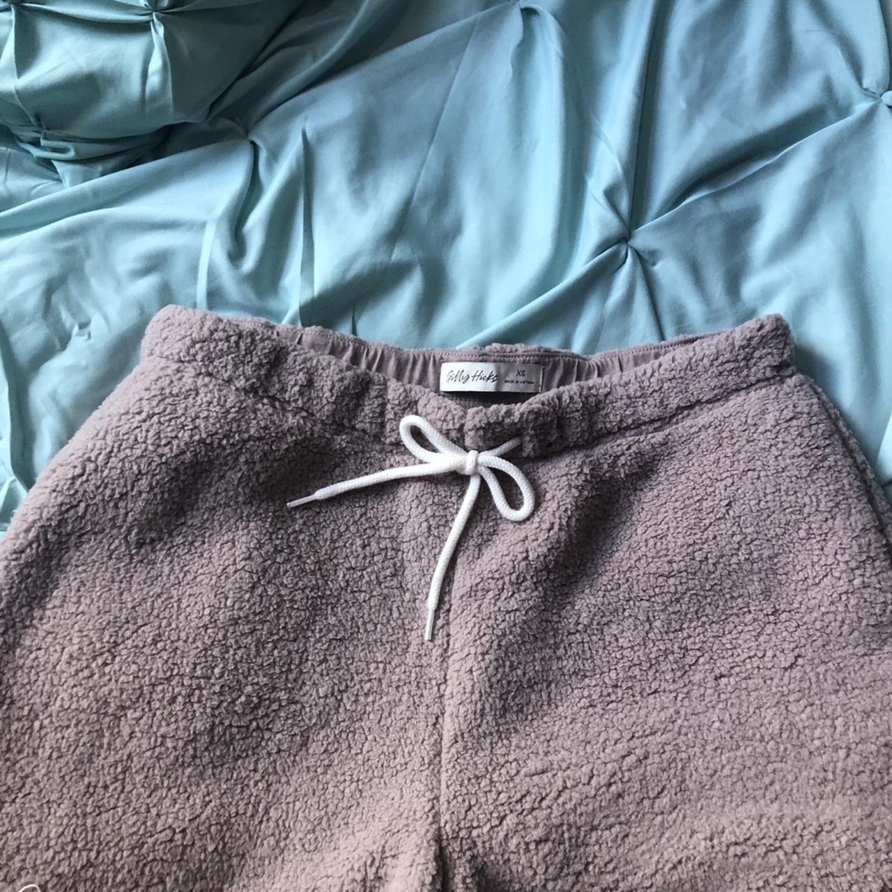 grey/brown/pink ish fluffy shorts, brand new without... - Depop