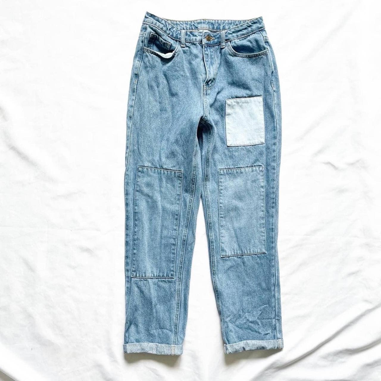 Shein Patchwork Straight Leg Jeans Size Medium Good... - Depop